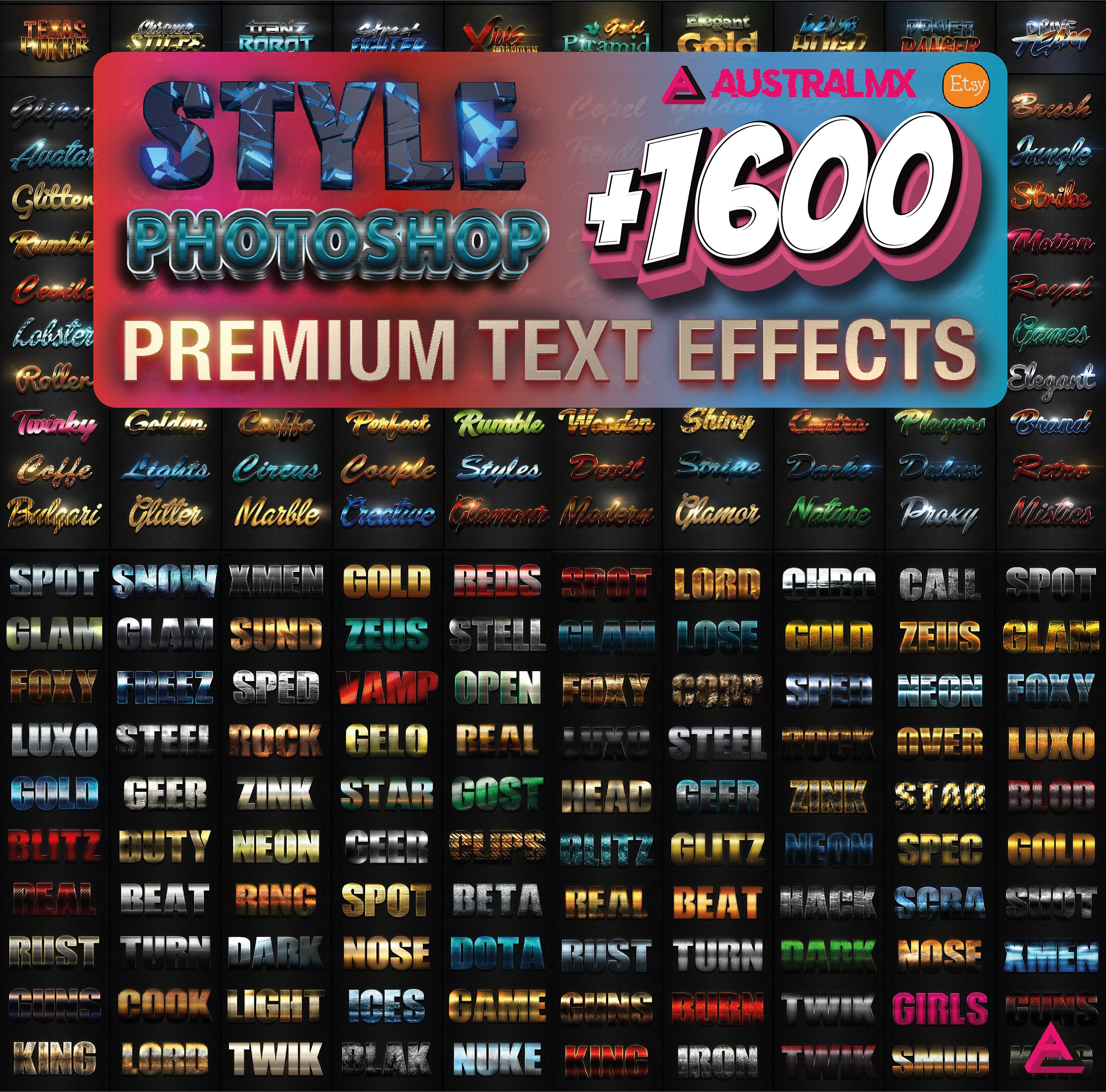 1600 Premium Photoshop Texts & Styles Effects, Editable, Works in Any ...
