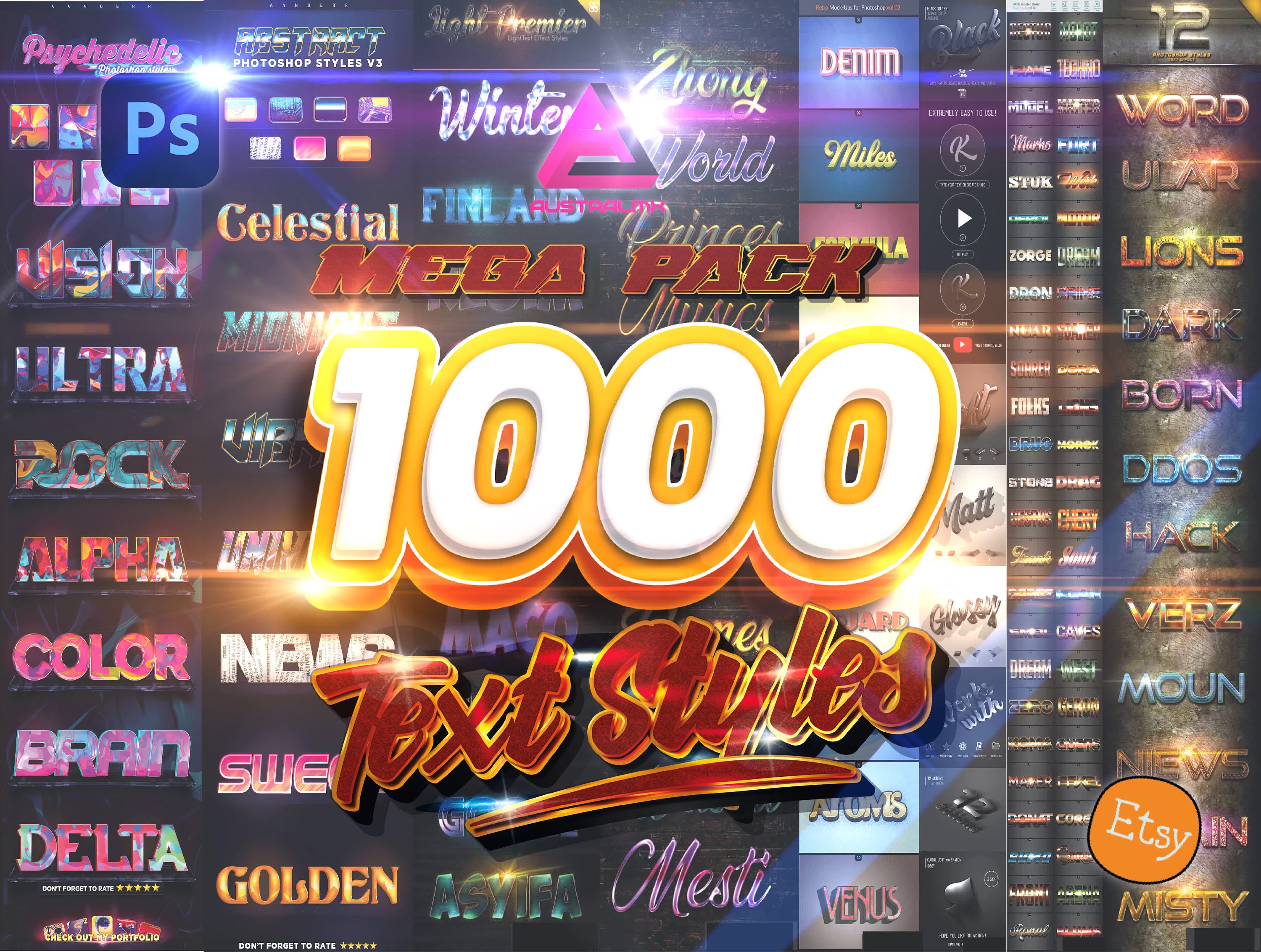 1000+ Premium Photoshop Texts & Styles Effects, Editable, Works in Any ...