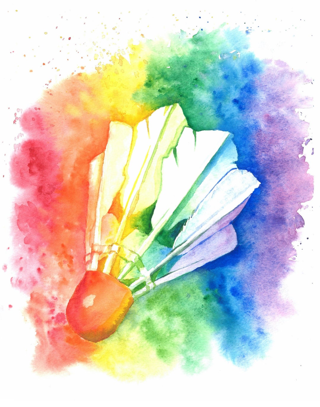 Kansas City Shuttlecock Art Print - Rainbow Watercolor LIMITED EDITION ...