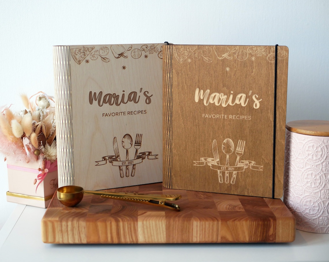 Wood Recipes Binder Personalized Recipe Book Recipe Journal | Etsy