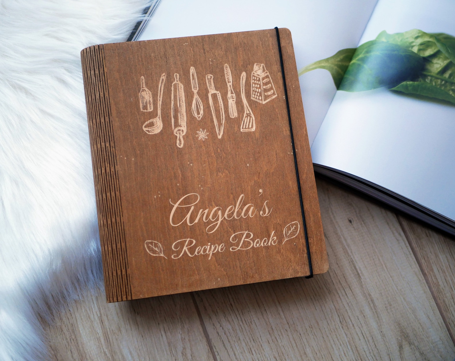 Wooden recipe book recipe binder personalized cookbook | Etsy