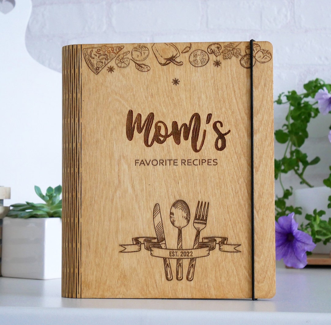 Personalized Wooden Recipe Binder, Custom Engraved Cookbook, Mothers ...