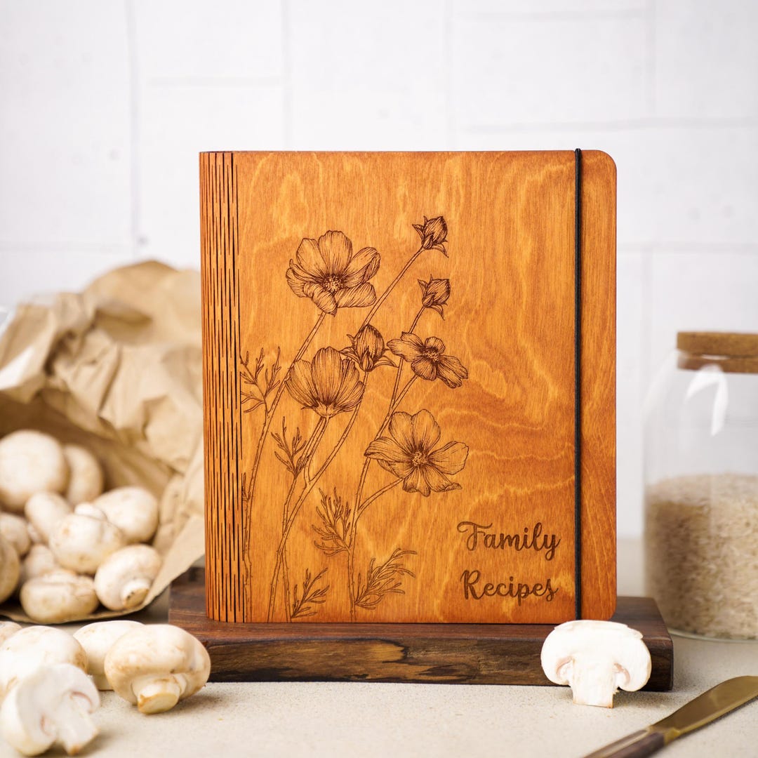Custom Wooden Recipe Book | Personalized Family Cookbook Binder, Gift ...