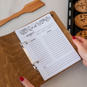 Wood Recipes Binder Personalized Recipe Book Recipe Journal Bridal ...