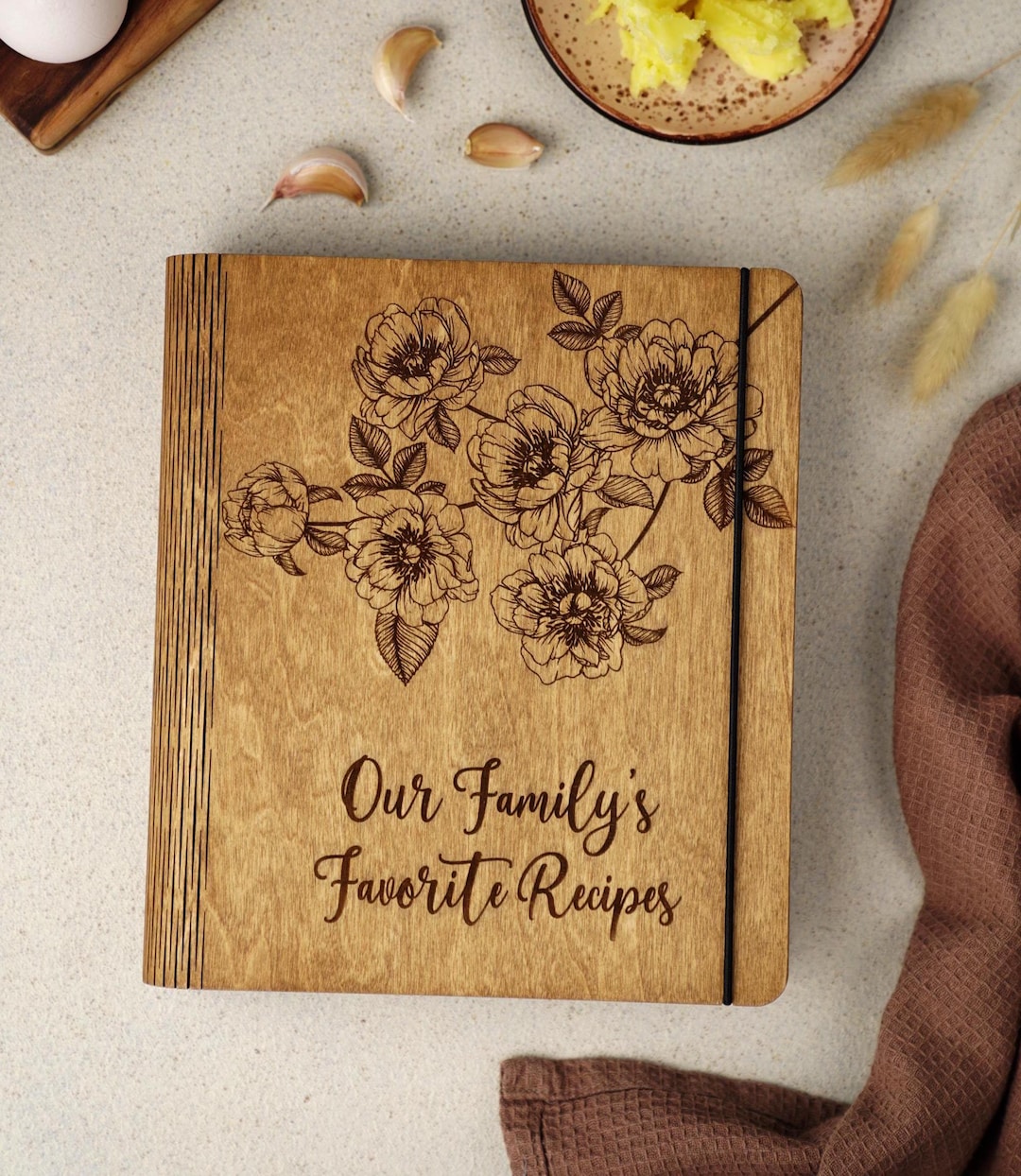 Personalized Wooden Recipe Binder | Custom Engraved Cookbook, Gift for ...
