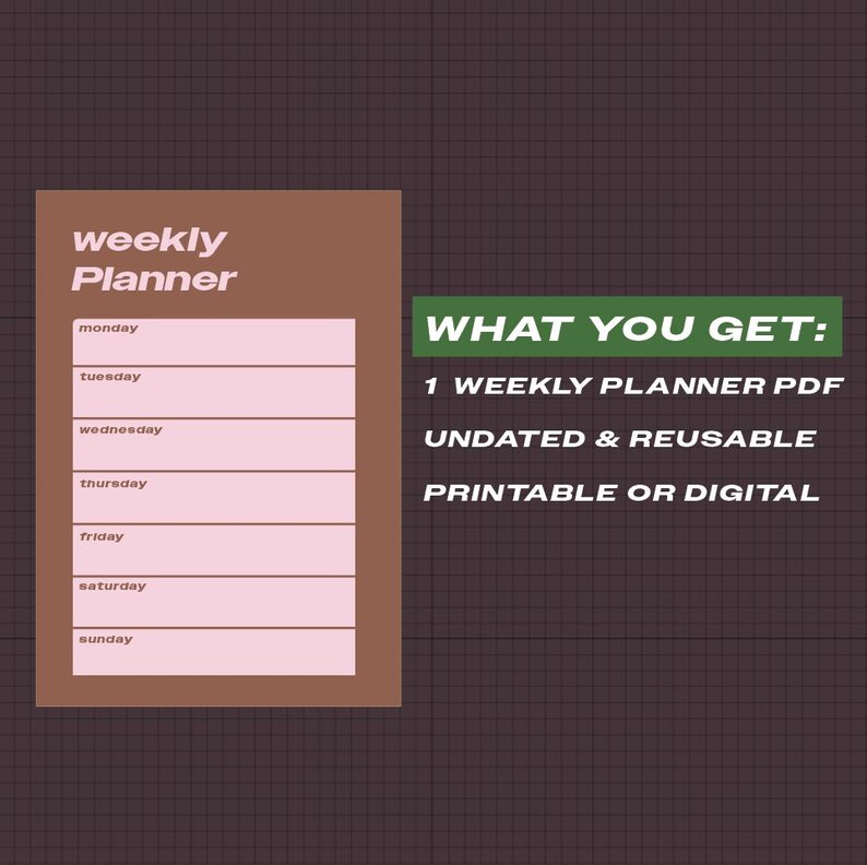 Minimal Weekly Planner Printable PDF Digital Planner - Etsy