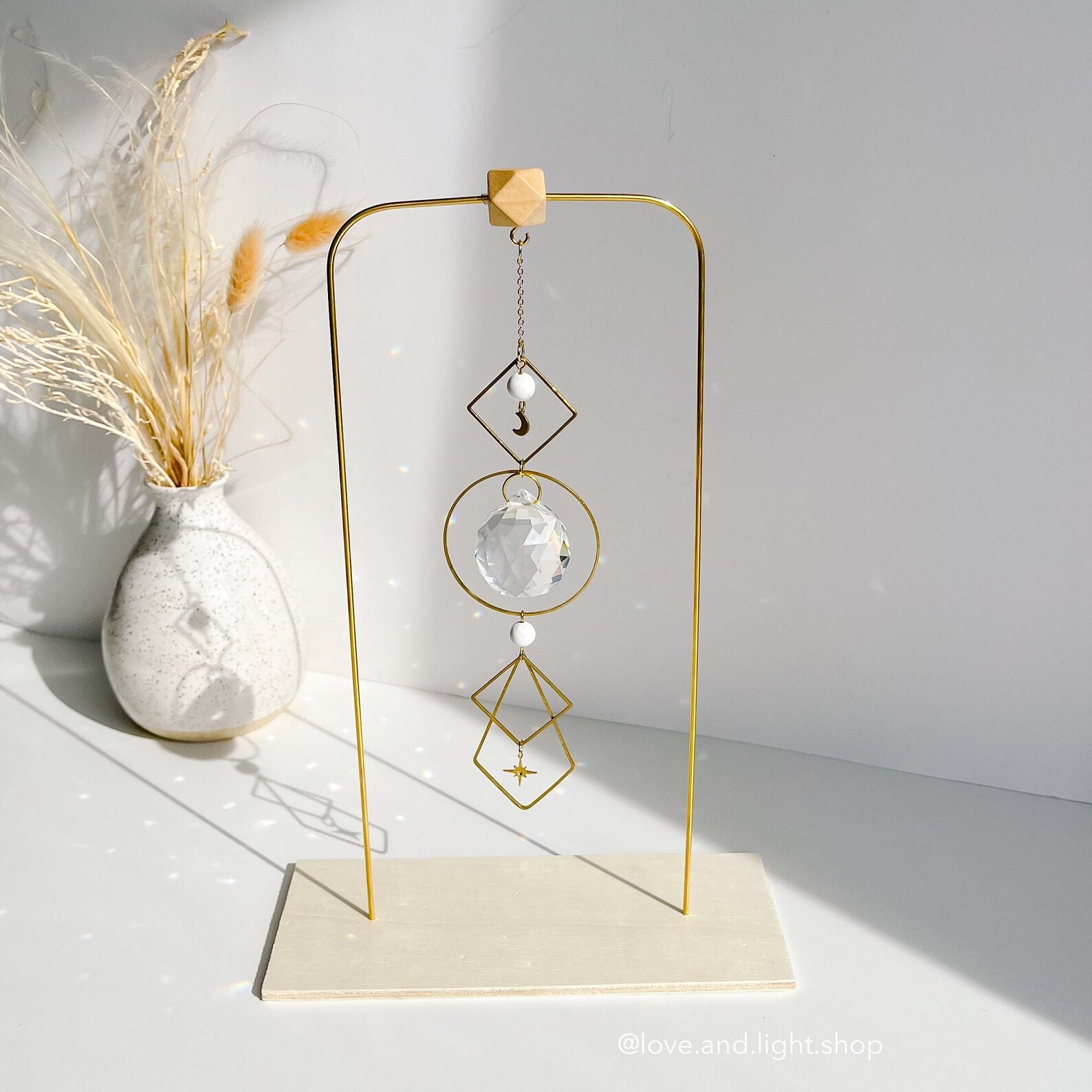 Tabletop Suncatcher | Minimalist Desktop Décor | Prism Suncatcher With ...