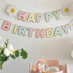 Pastel Happy Birthday Banner: Girl Birthday Party Decoration - Etsy