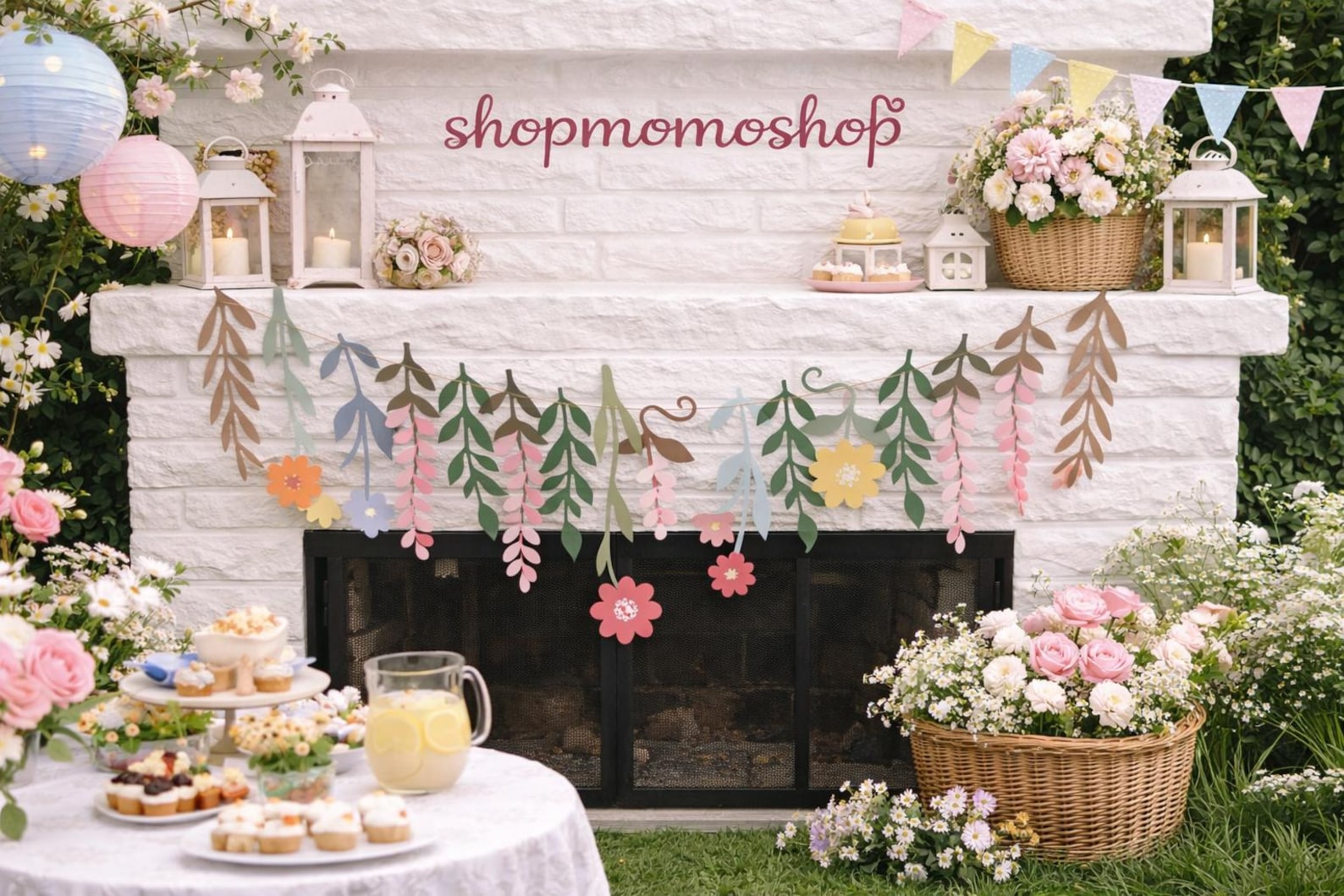 Wildflower Party Banner | Floral Paper Garland, Garden Celebration ...
