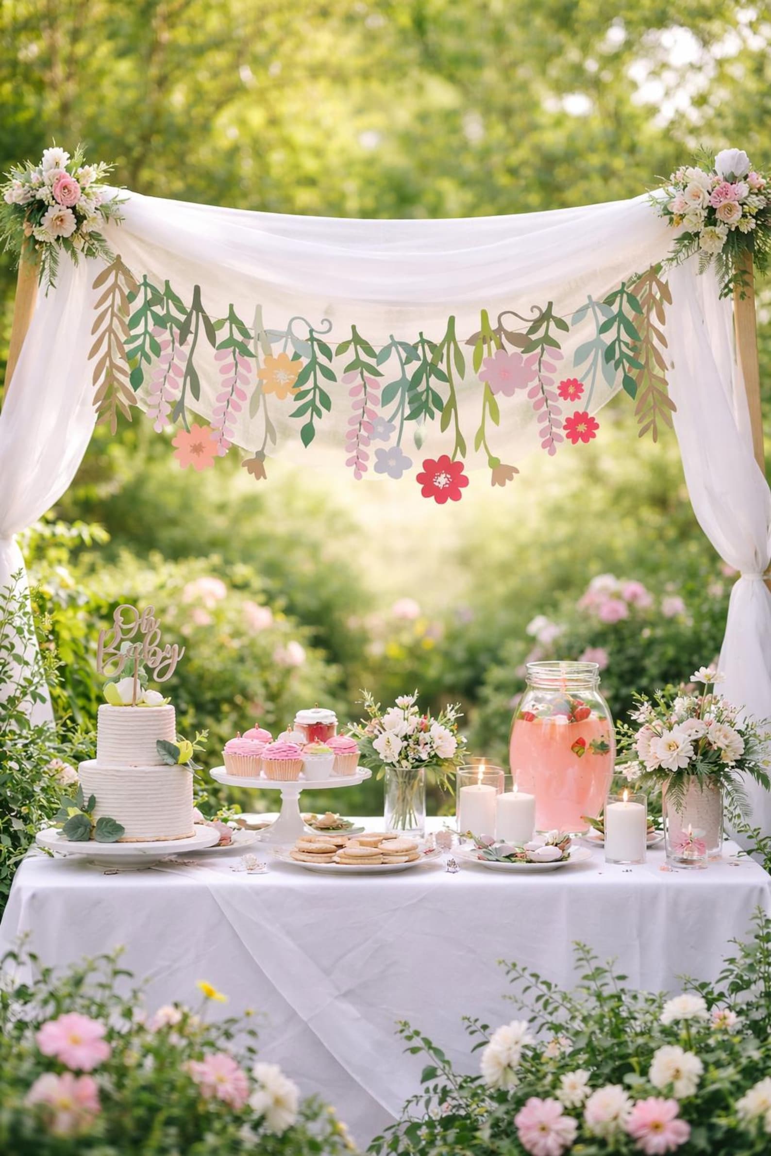 Wildflower Party Banner | Floral Paper Garland, Garden Celebration ...