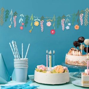 Wildflower Party Banner | Floral Paper Garland, Garden Celebration ...