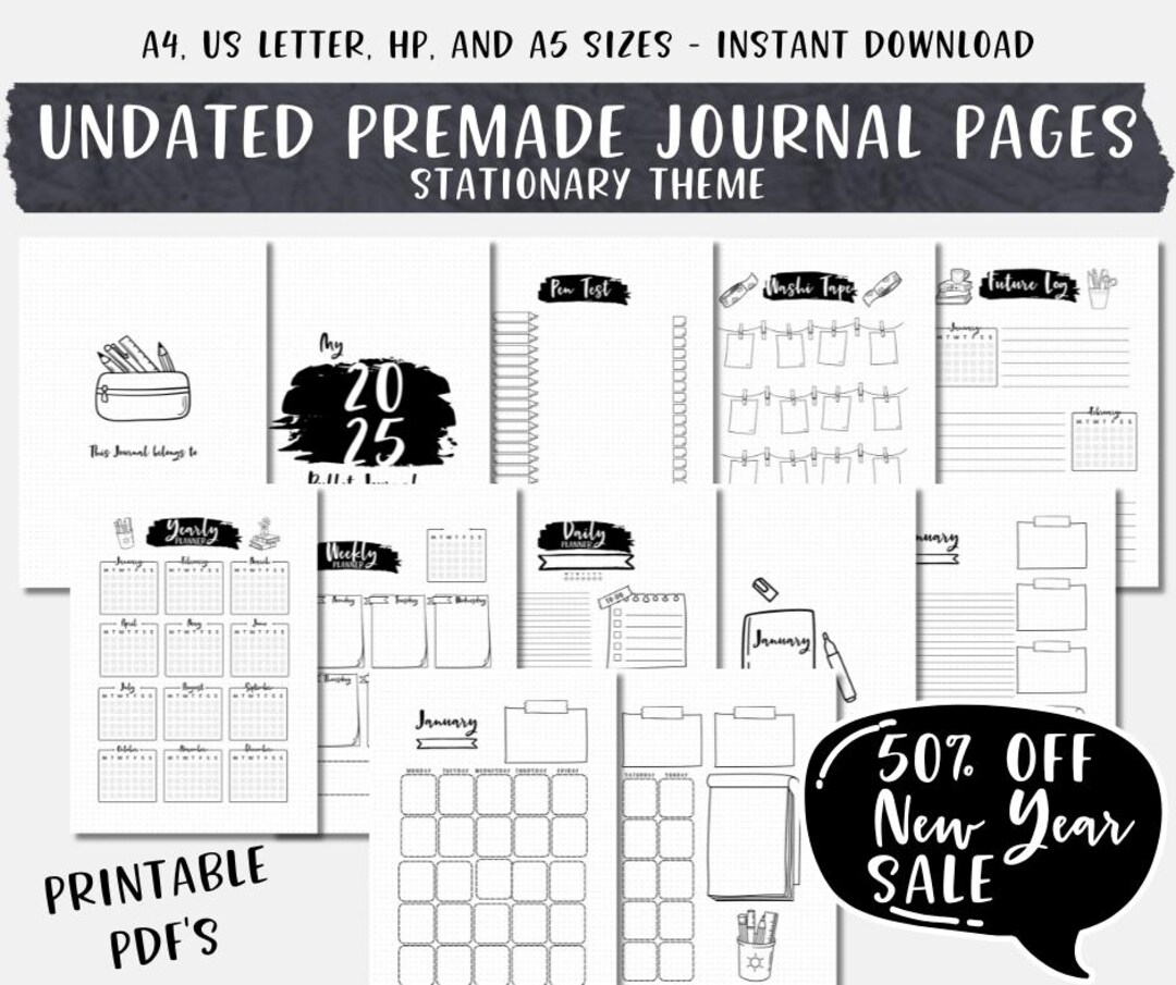 Premade Journal Templates, Printable Digital Journal Pages, Editable ...