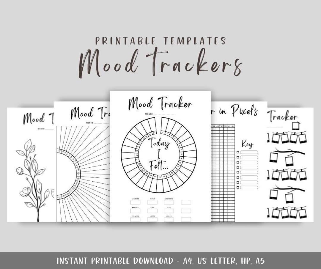 Mood Tracker Printable | Digital Journal Mood Tracker Template ...