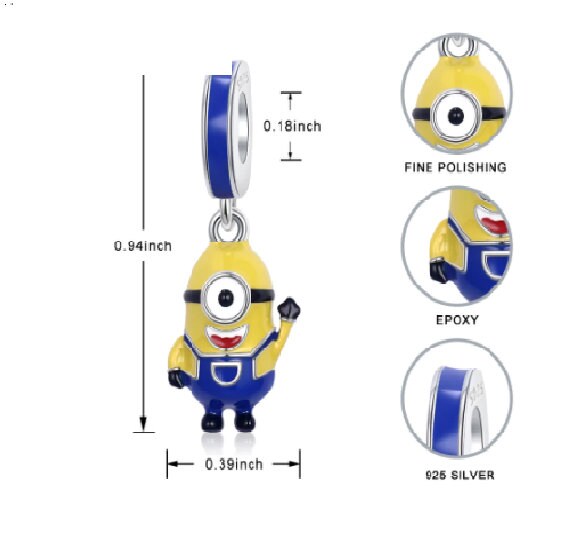 100% S925 Sterling Silver Minion from Despicable Me Charm - Etsy