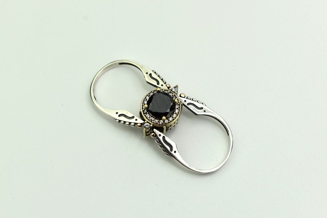 Extraordinary Ring, Reversible Ring, Two in a One Ring, Round Cut Onyx ...