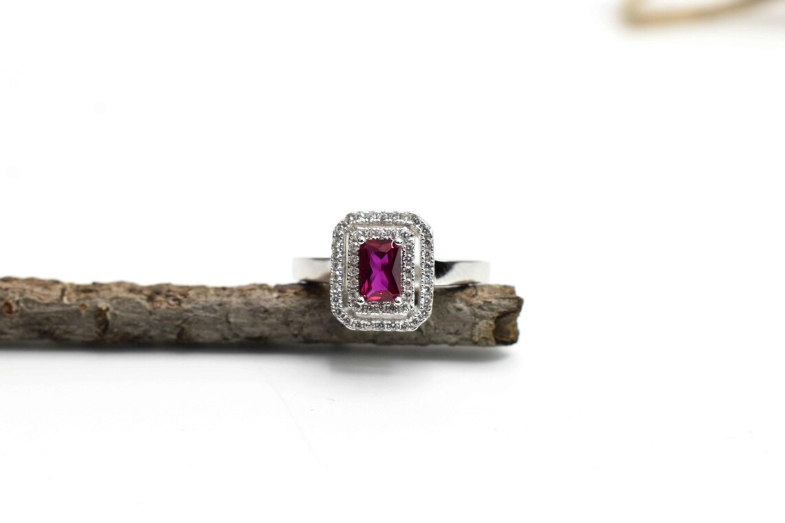 Silver Ruby Ring.handmade Jewelry Ring Square Shape Ruby - Etsy