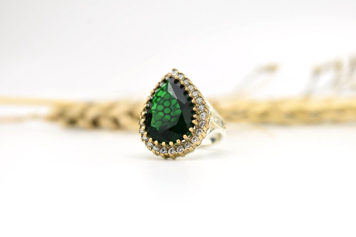 Hurrem Sultan Rings Emerald silver ring turkish jewelry | Etsy