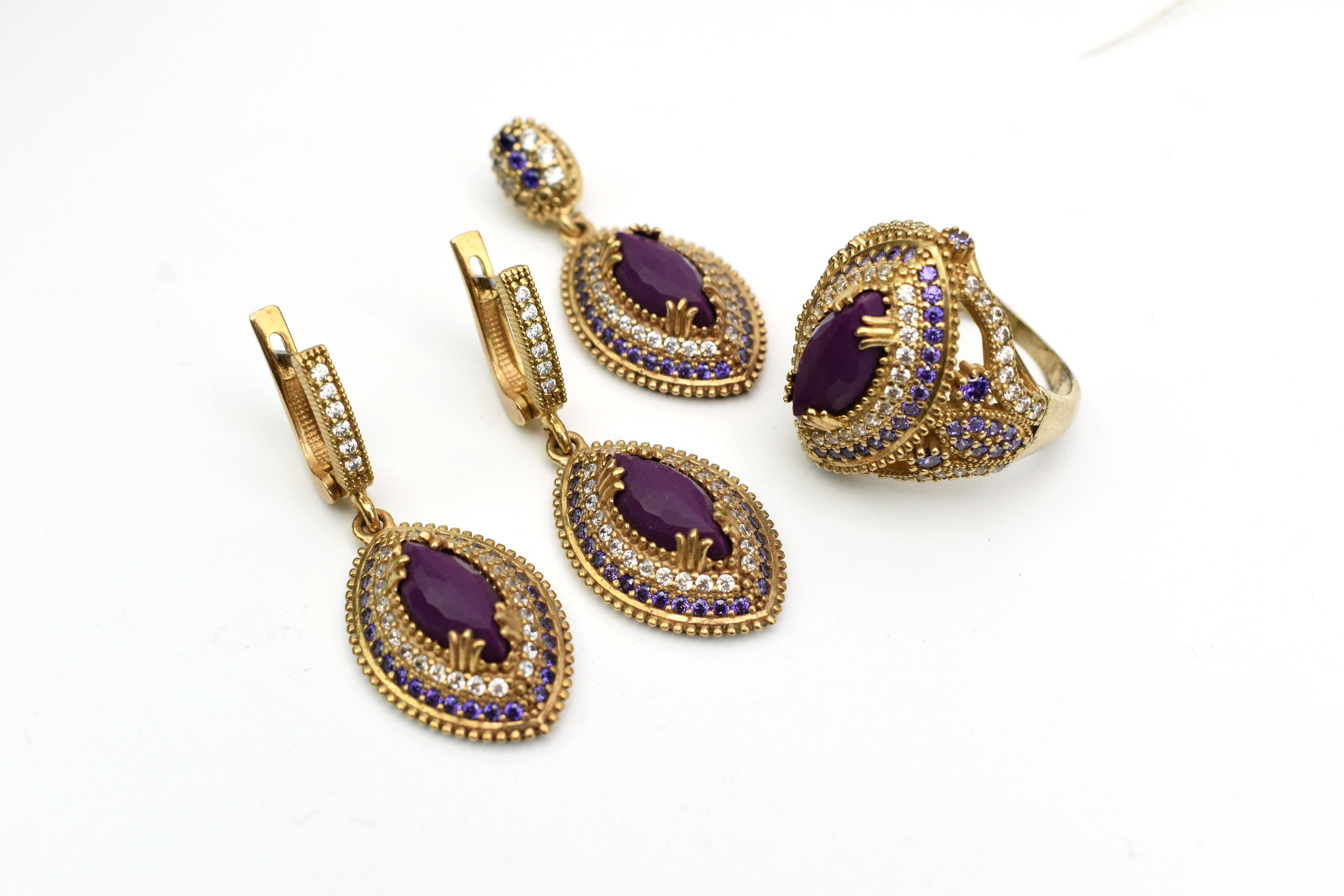 Amethyst Jewelry Set Amethyst Ring Amethyst Jewelry Gifts - Etsy UK