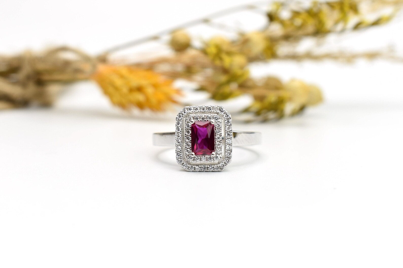 Silver Ruby Ring.handmade Jewelry Ring Square Shape Ruby | Etsy