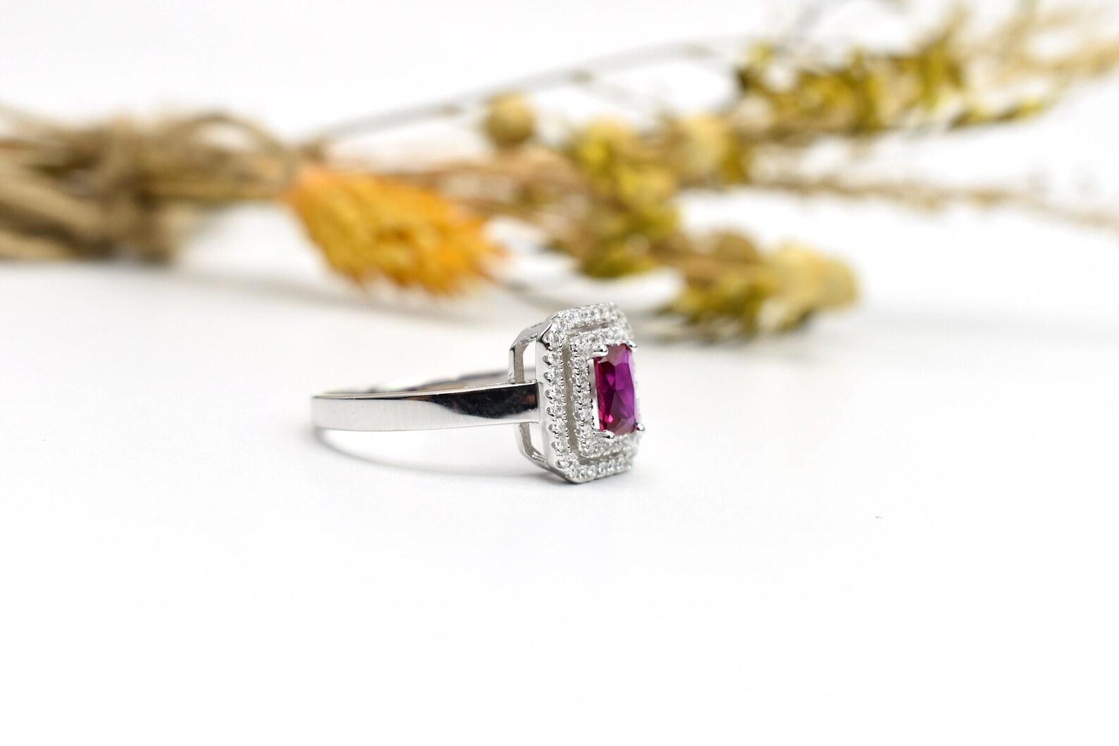 Silver Ruby Ring.handmade Jewelry Ring Square Shape Ruby - Etsy