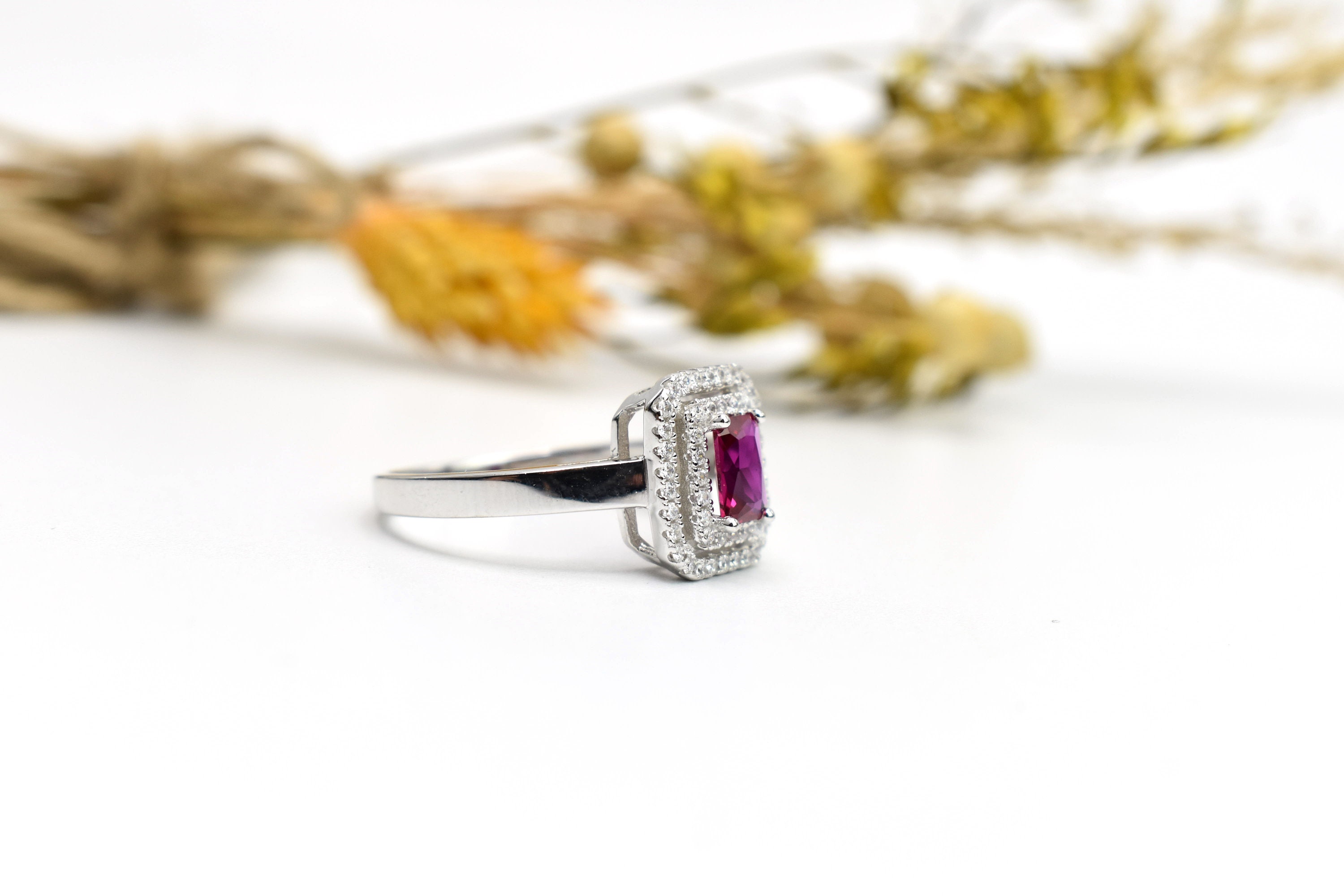 Silver Ruby Ring.Handmade Jewelry Ring square shape ruby | Etsy