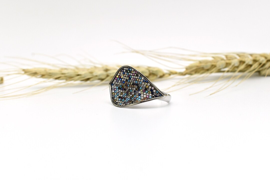 Colorful Ring Rainbow Ring Multicolor Ring Multi Sapphire Fancy Rainbow ...