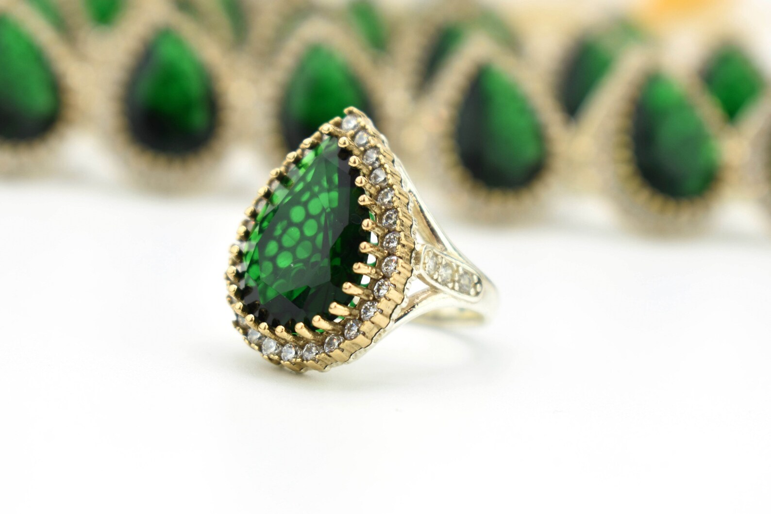 Hurrem Sultan Rings, Emerald Silver Ring, Turkish Jewelry Ring, Green ...