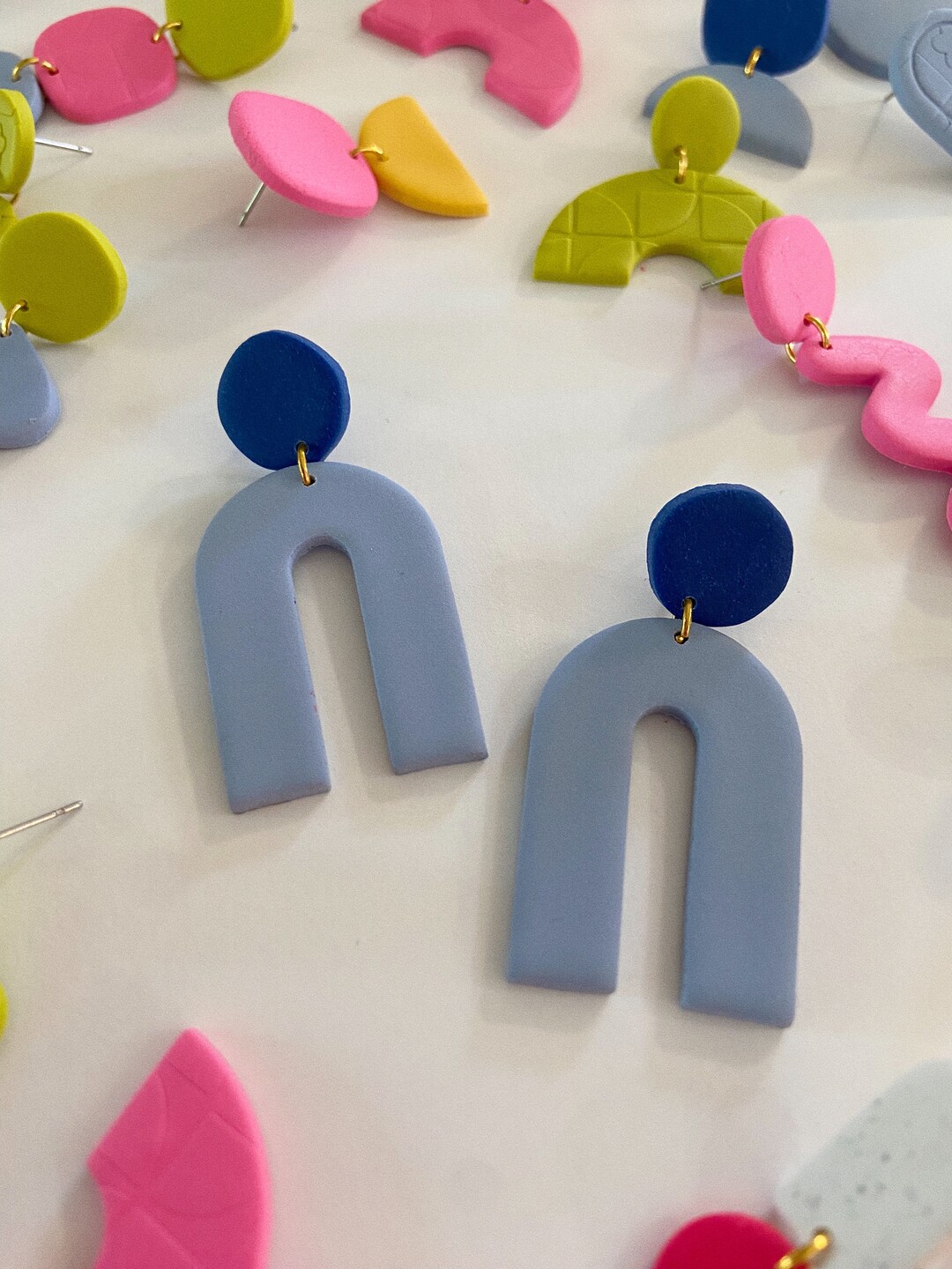 Bright Clay Earrings, Polymer Clay Earrings, Bold Clay Earrings, Bright ...