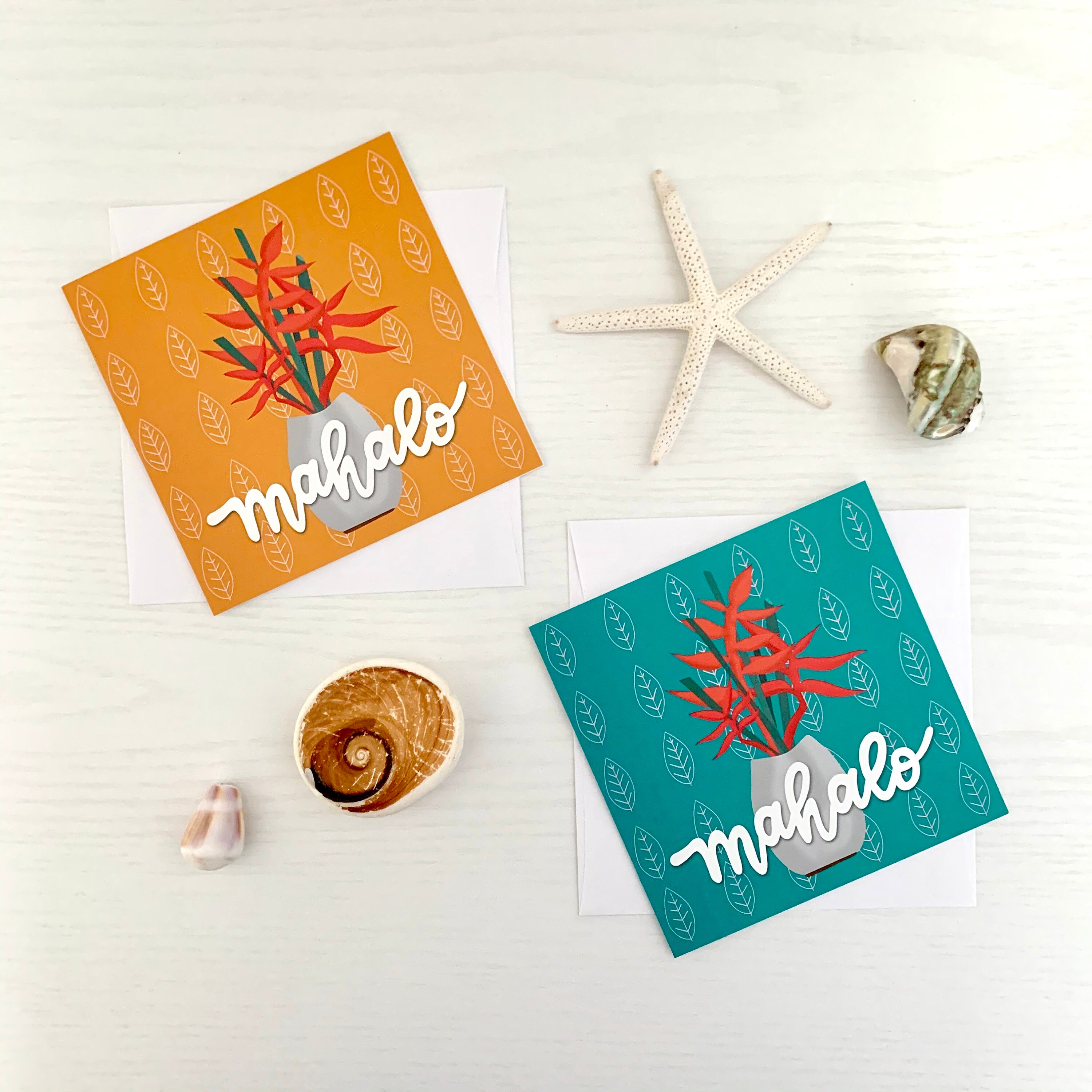 10 Square Mahalo Cards With Envelopes Golden Sunrise | Etsy