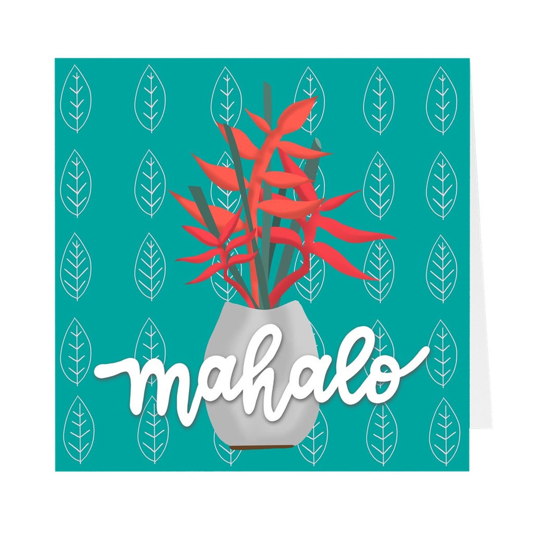 10 Square Mahalo Cards With Envelopes Ocean Blue Background - Etsy