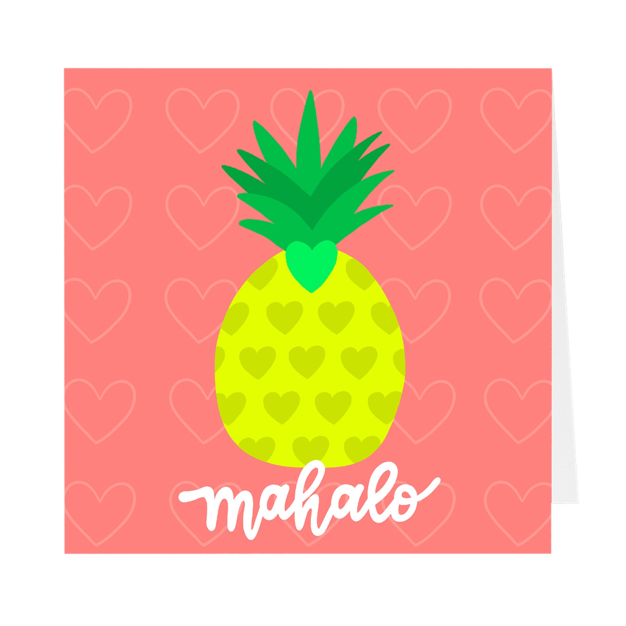 10 Pink Mahalo Cards With Envelopes Golden Pineapple With - Etsy