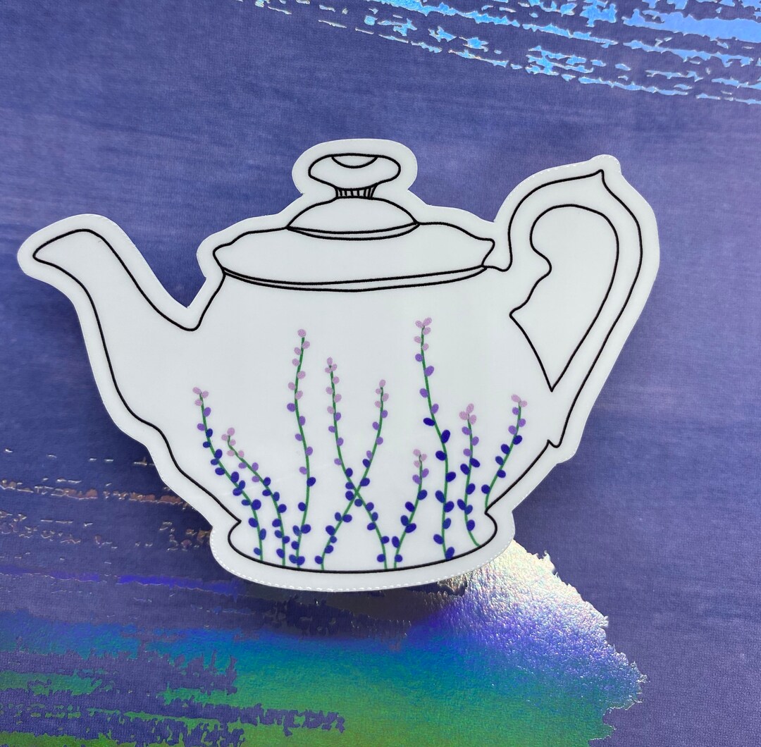 Purple Floral Teapot Sticker Decal Journaling Planner Waterproof - Etsy