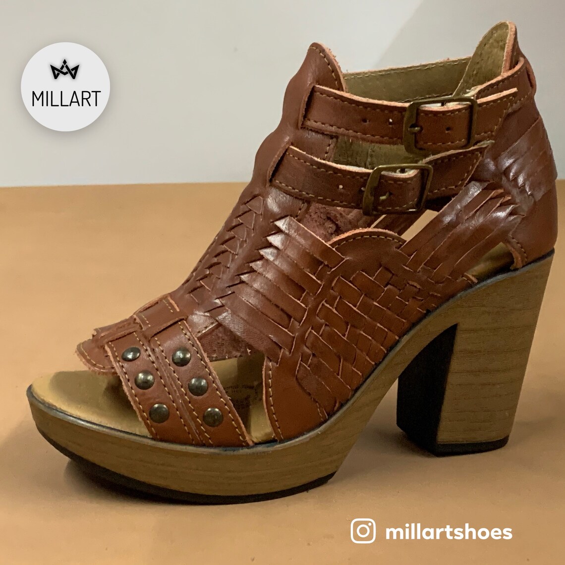 Huarache Sandal-ruby Heels 100% Leather All Size MX 22-27 CM - Etsy