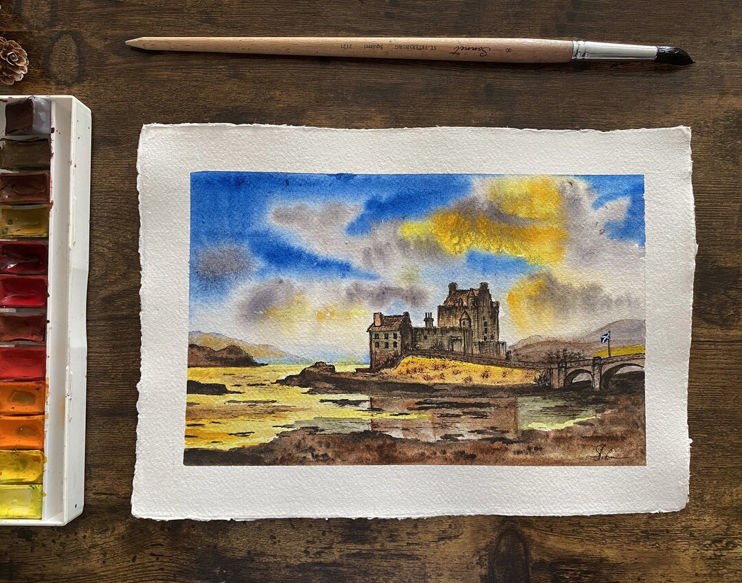 Watercolor Original Painting of Castle Scotland - Etsy