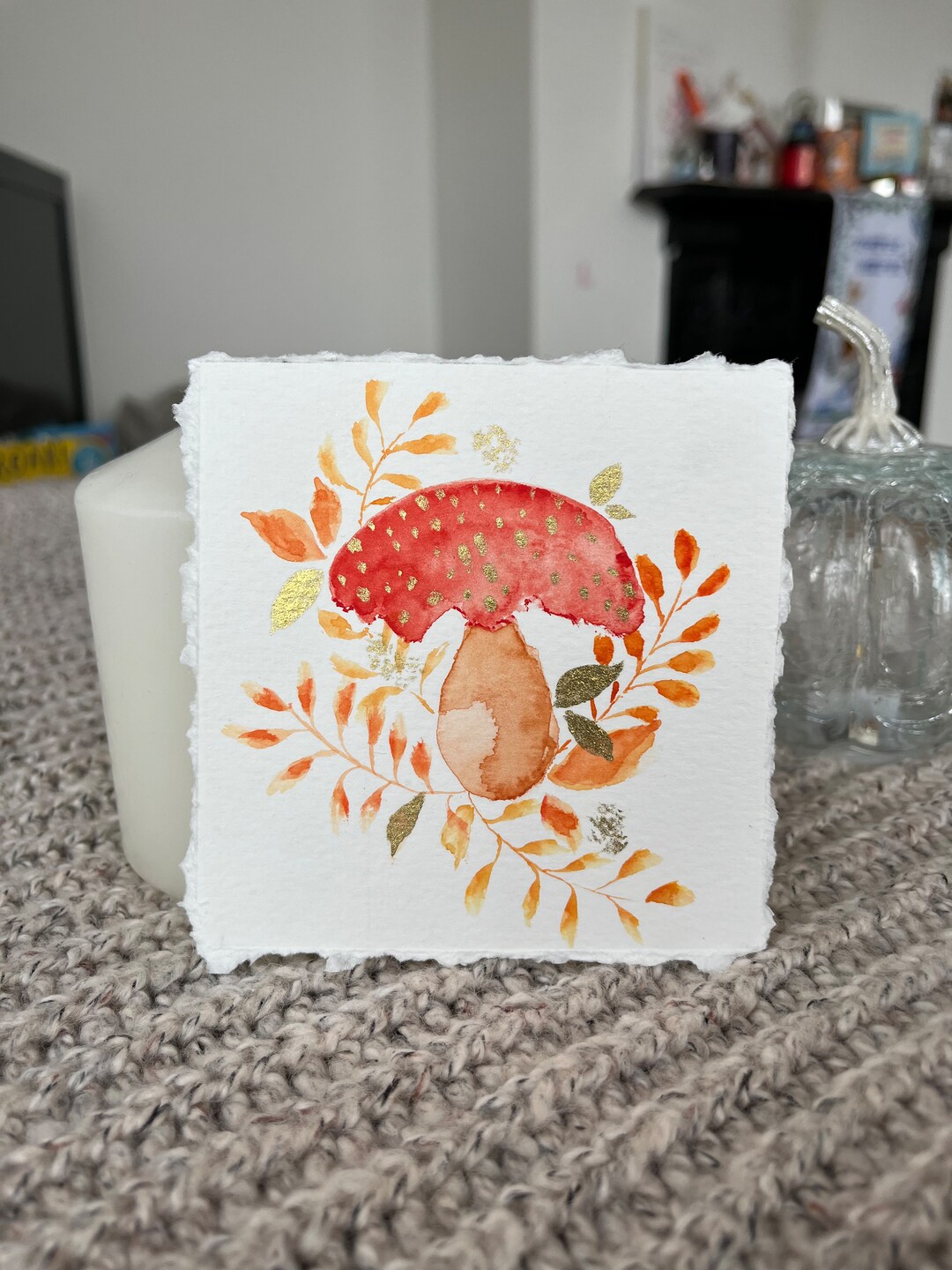 Hand Painted Watercolour Mushroom Card - Etsy