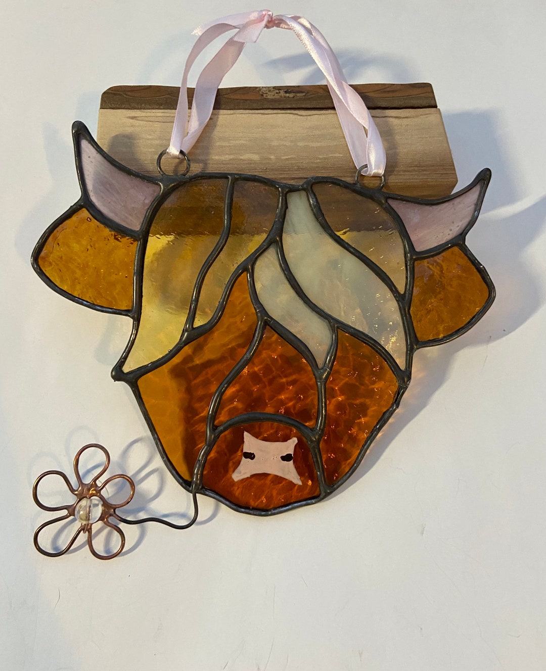 Handmade Stained Glass Highland Cow Face: Measures Approx 20 X 16cm - Etsy