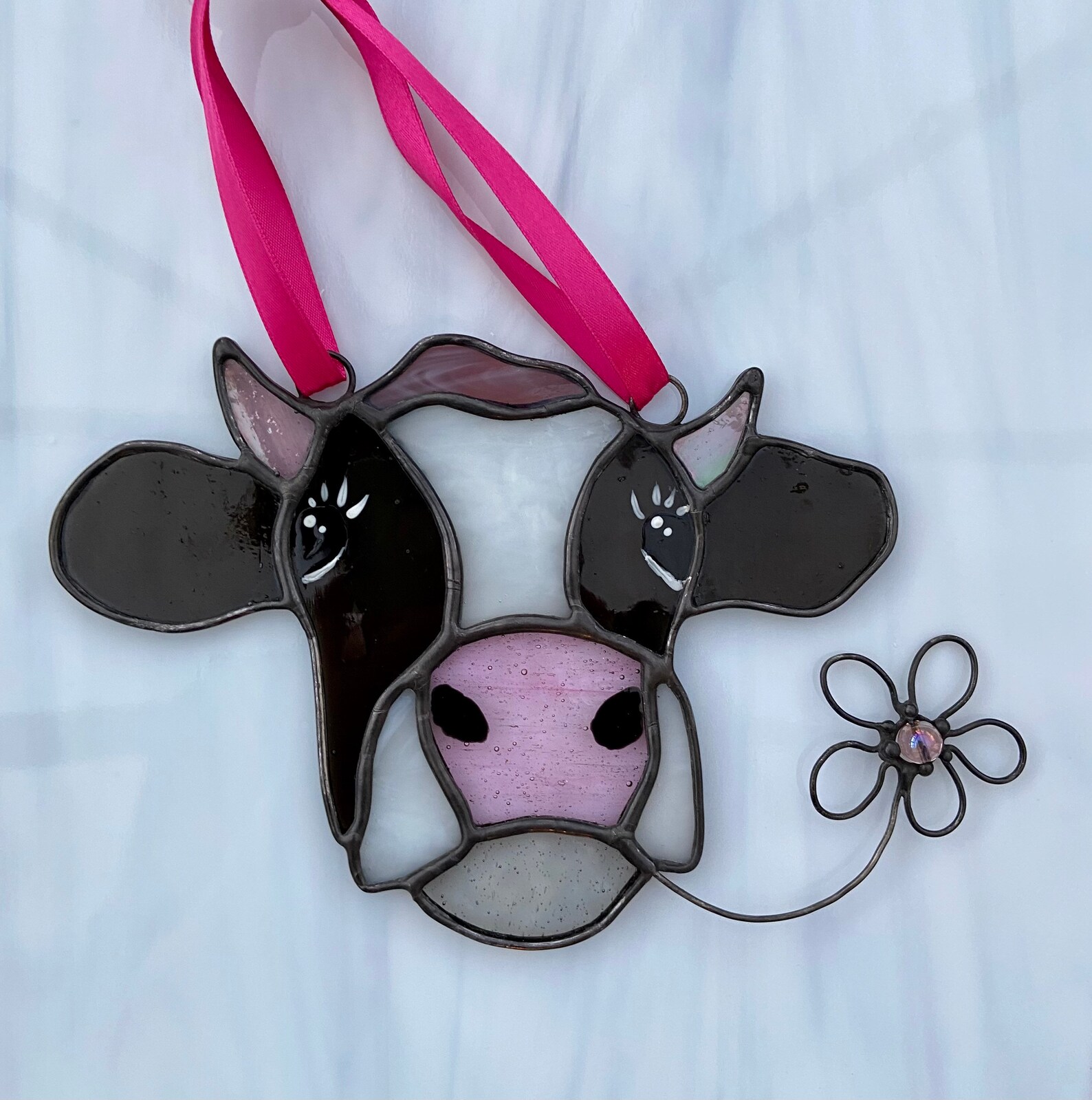 Handmade Stained Glass Cow Face Measures Approx 14 X 19cm - Etsy