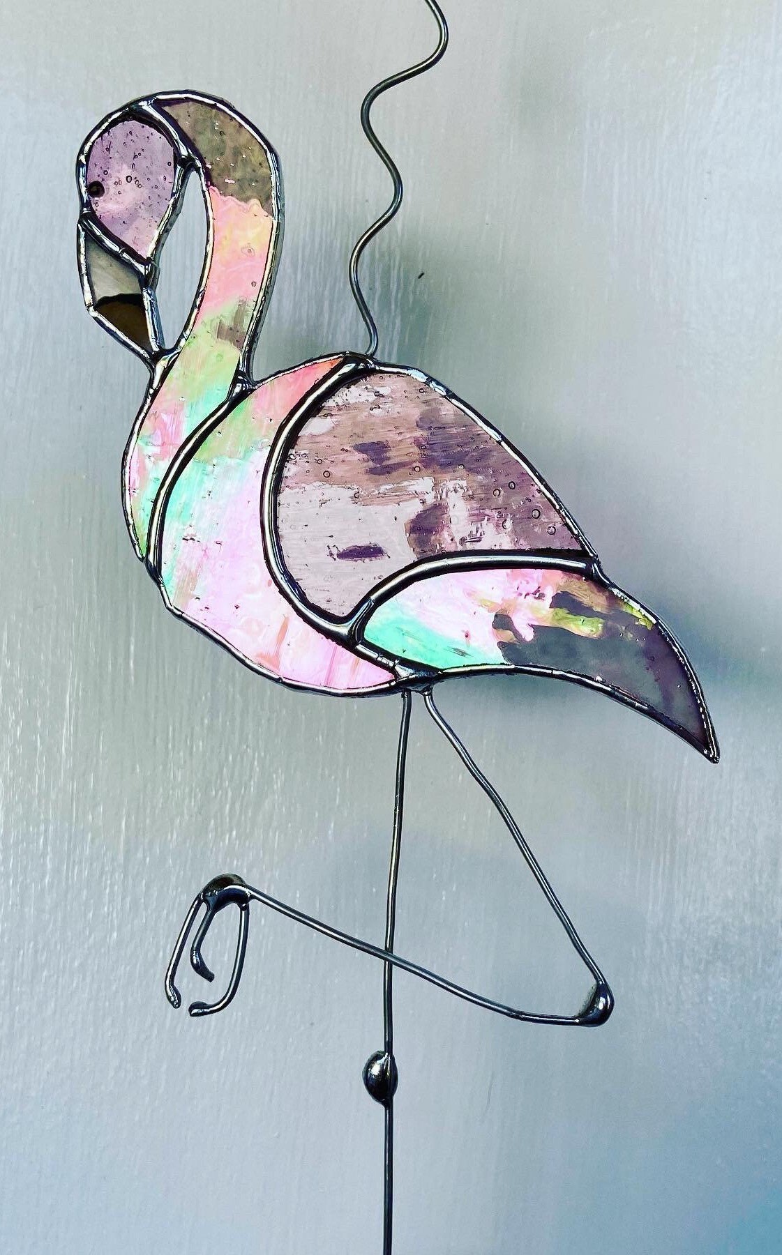 Stained glass Flamingo made to orderapprox 18cm tall | Etsy