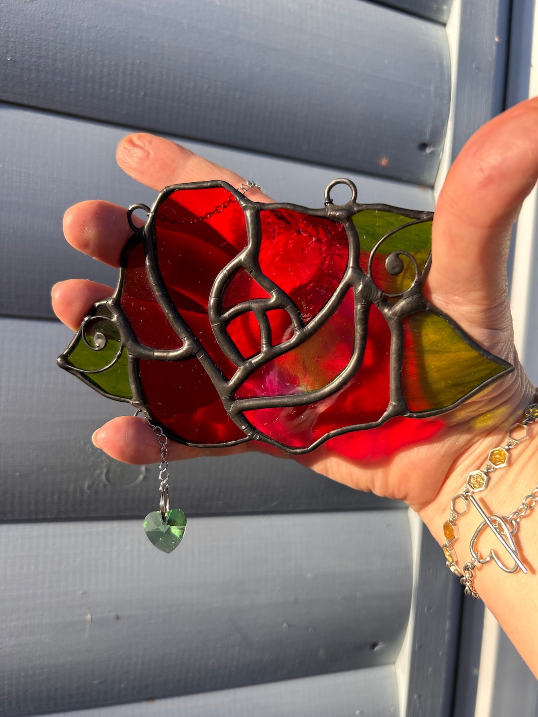 Stained Glass Red Rose - Etsy