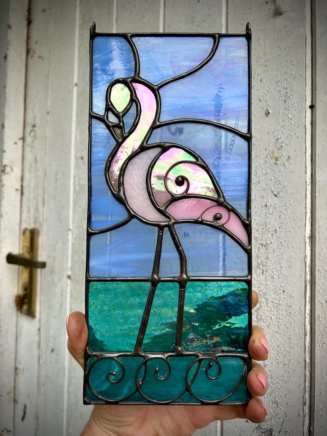 Handmade to Order Pink Flamingo Stained Glass Small Panel - Etsy