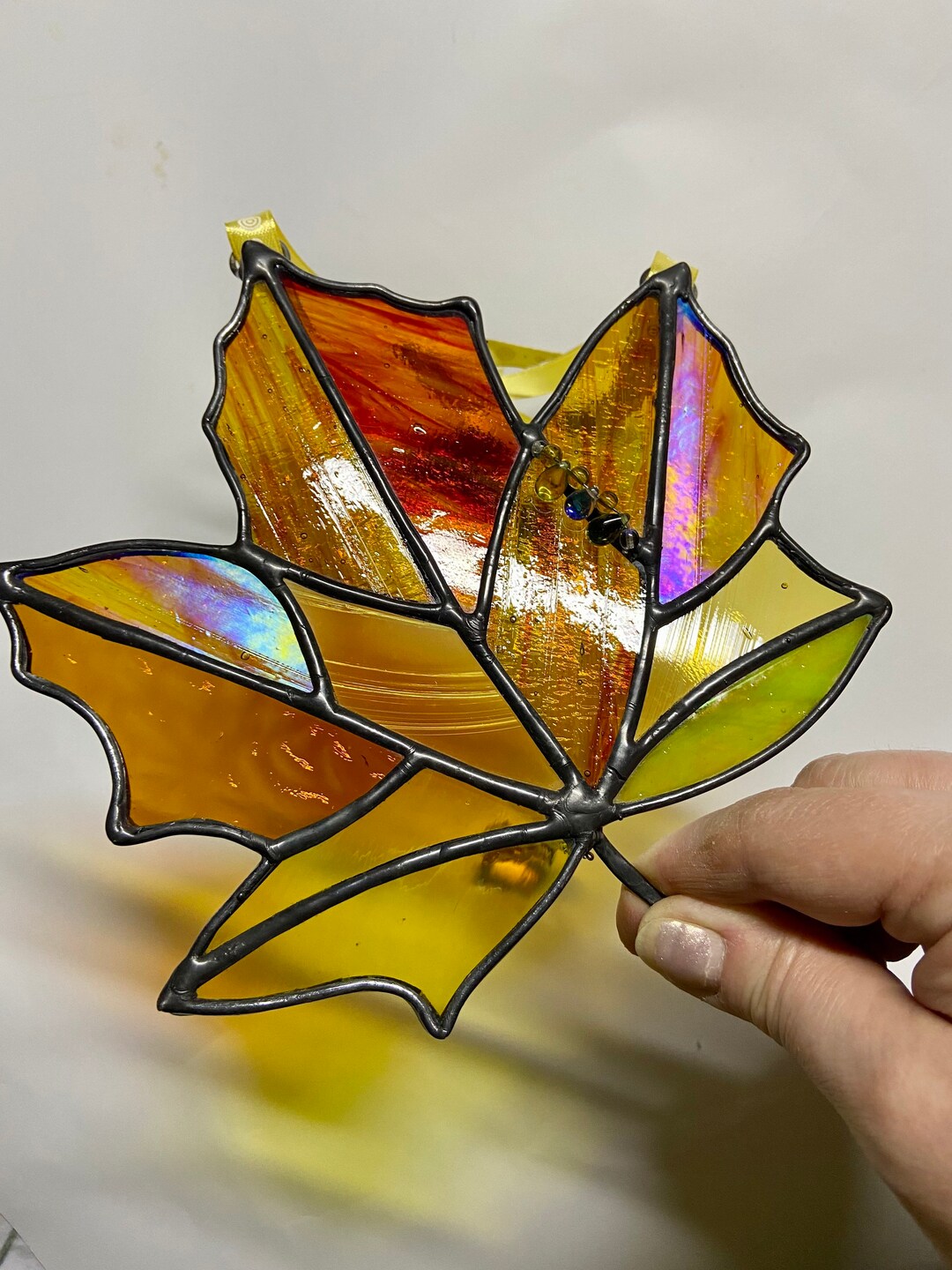 Stained Glass Autumn Maple Leaf - Etsy UK