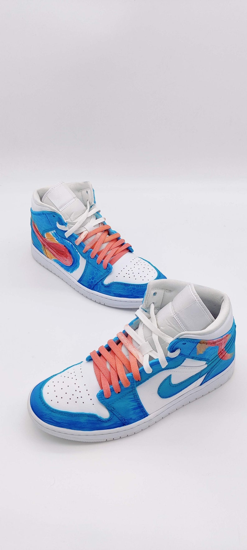 Custom KOI FISH Air Jordan 1 Mid Grey Sneakers AJ1 Custom - Etsy