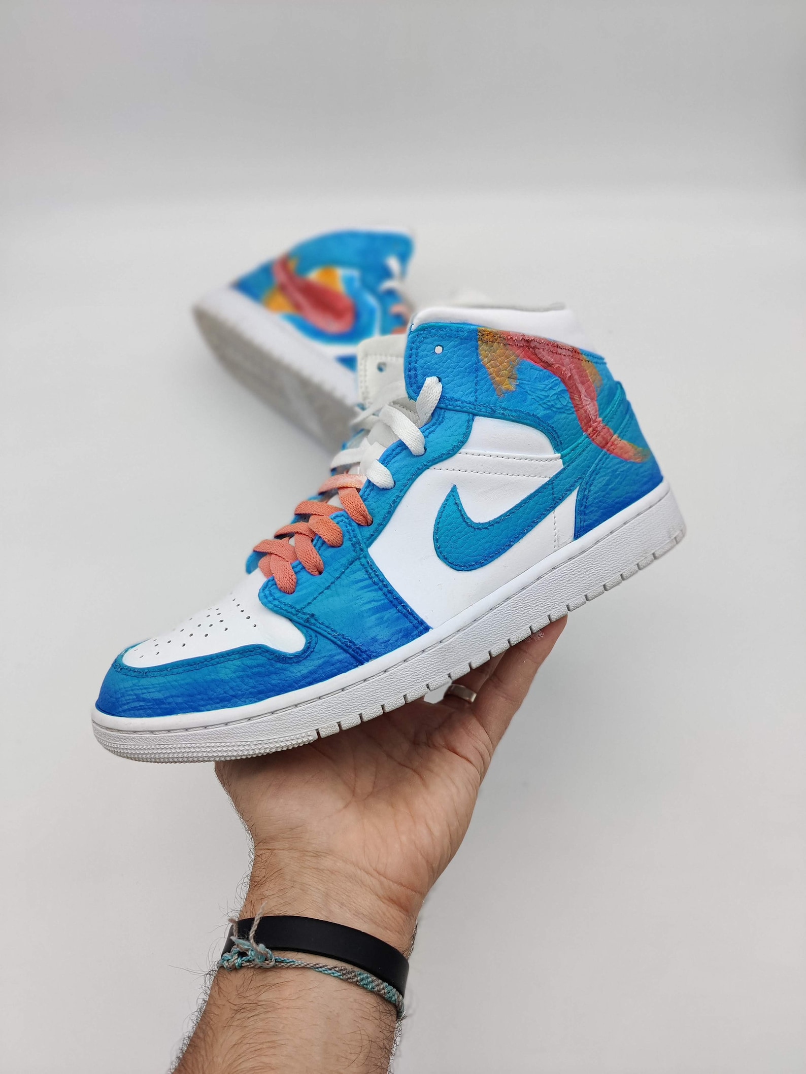Custom KOI FISH Air Jordan 1 Mid Grey Sneakers AJ1 Custom - Etsy