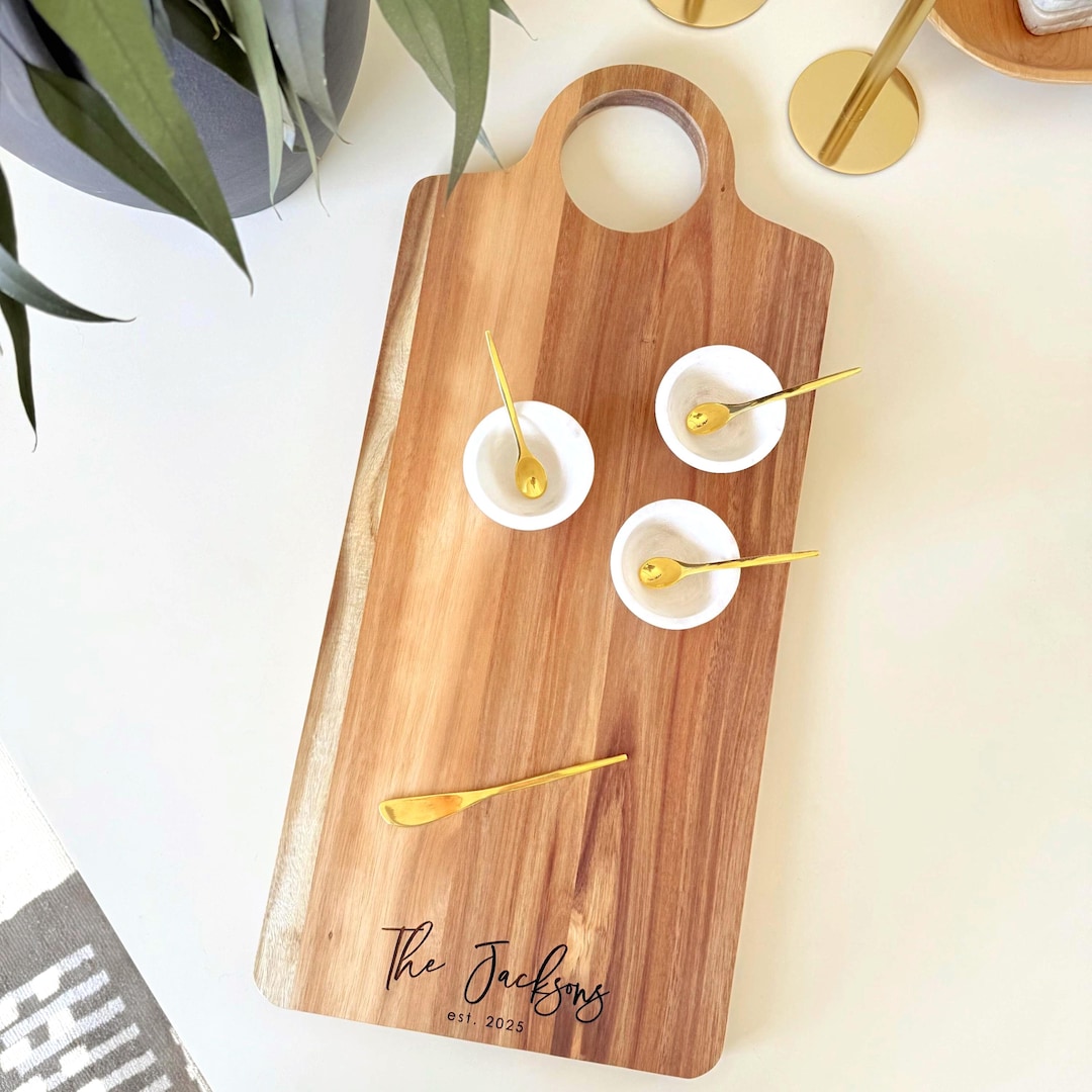 Personalized Charcuterie Board Set – Oversized Solid Wood Cutting Board ...