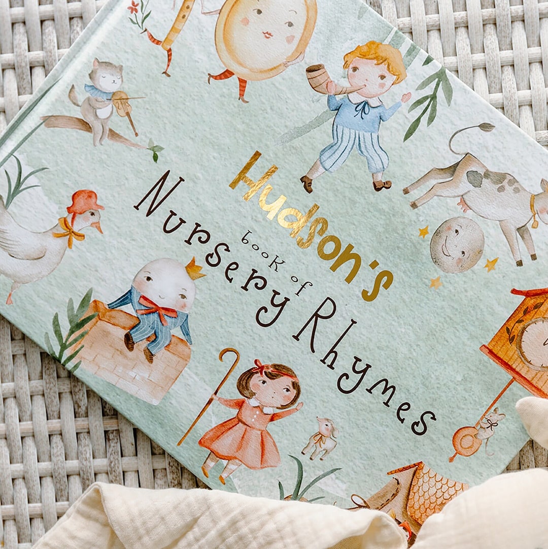 Personalized Book of Nursery Rhymes: Custom Baby Shower Gift With Name ...