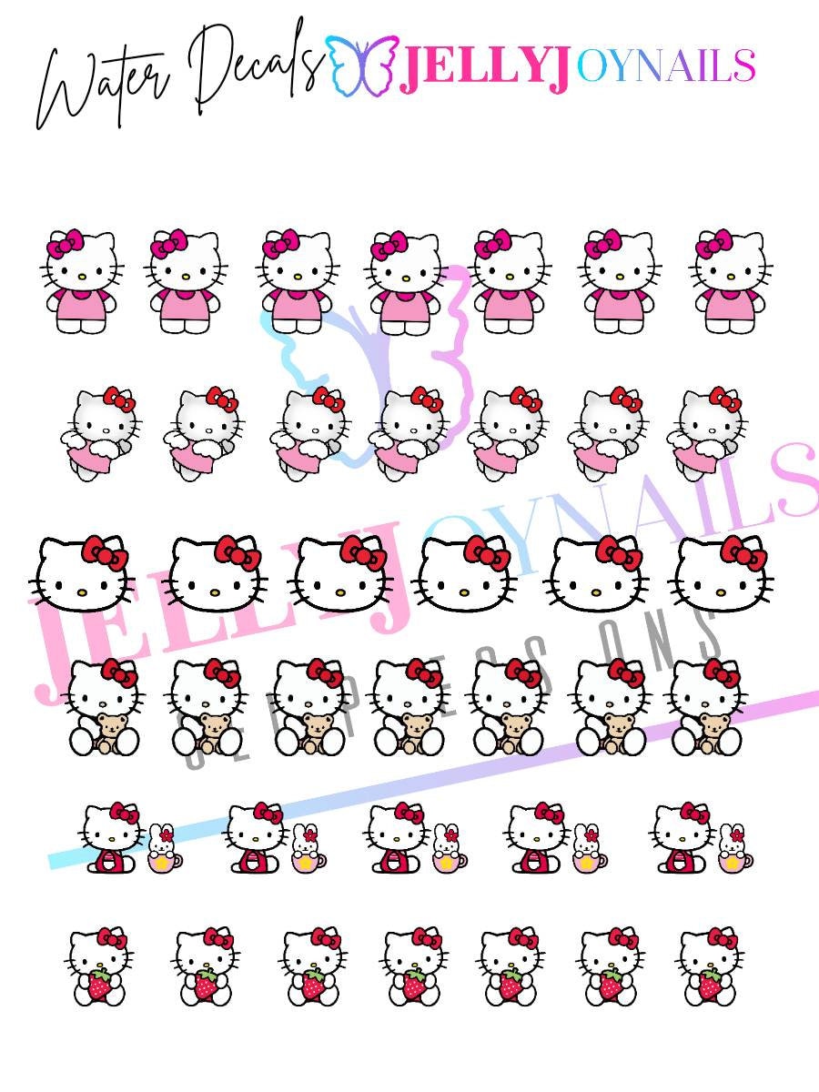 Hello Kitty / Calcomanías de tobogán de agua de uñas / Arte de | Etsy