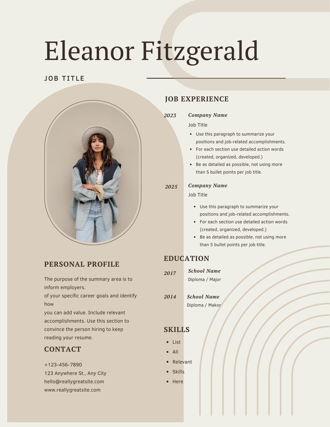 Minimalist Beige Simple Resume - Etsy