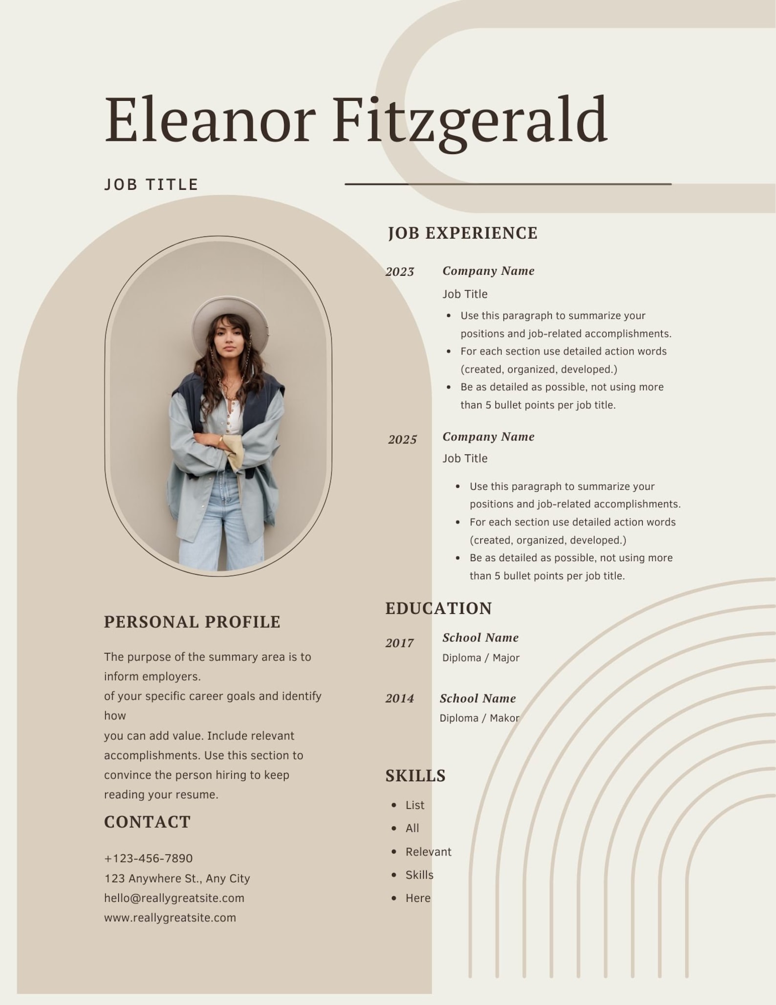 Minimalist Beige Simple Resume - Etsy