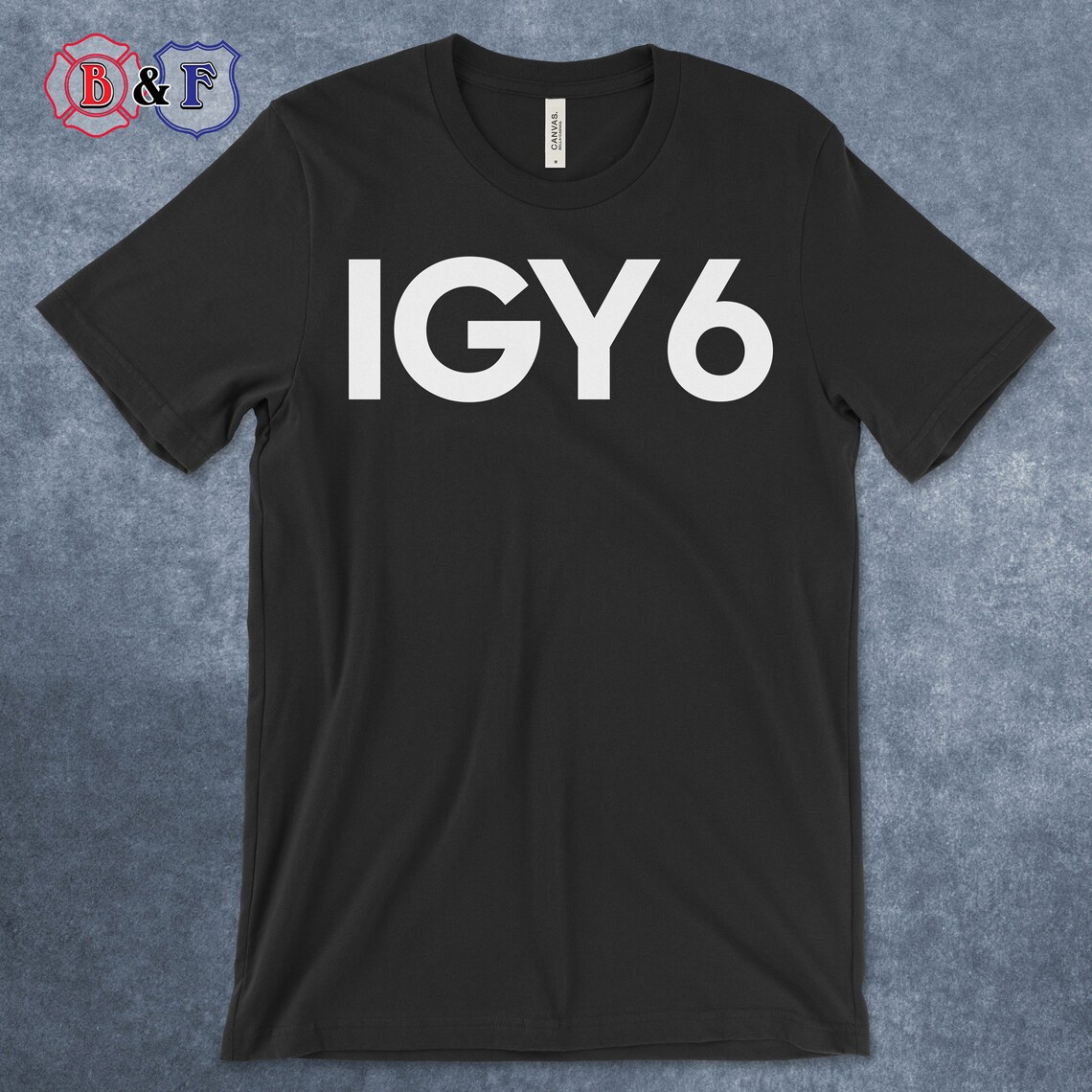IGY6 i Got Your 6 White Ink Design Men's Bellacanvas T-shirt Blue ...