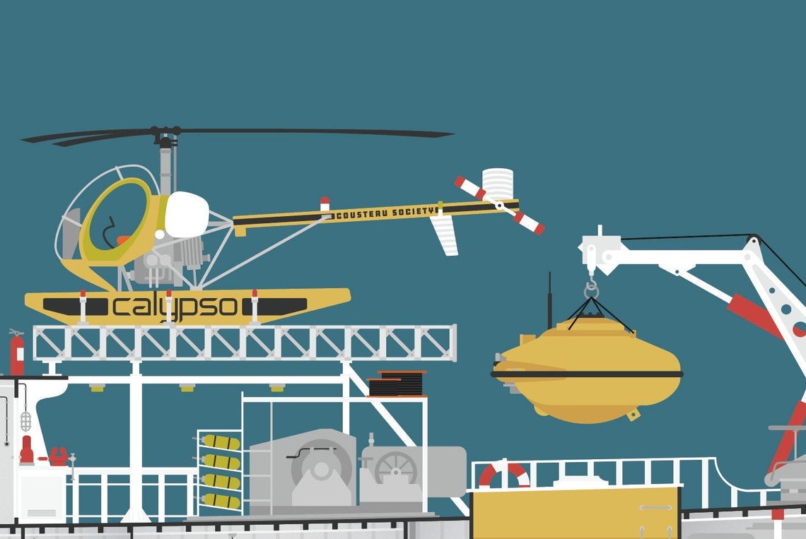 Jacques Cousteau, Calypso Cross Section - Etsy